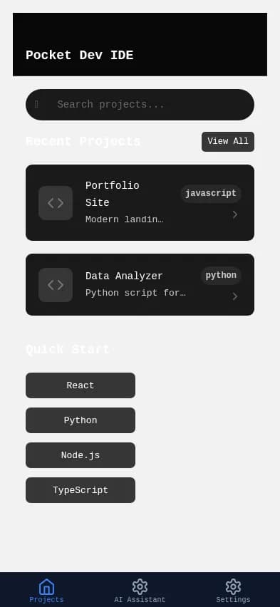 Pocket Dev IDE