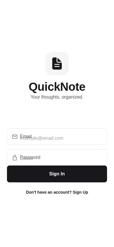 QuickNote Mobile App