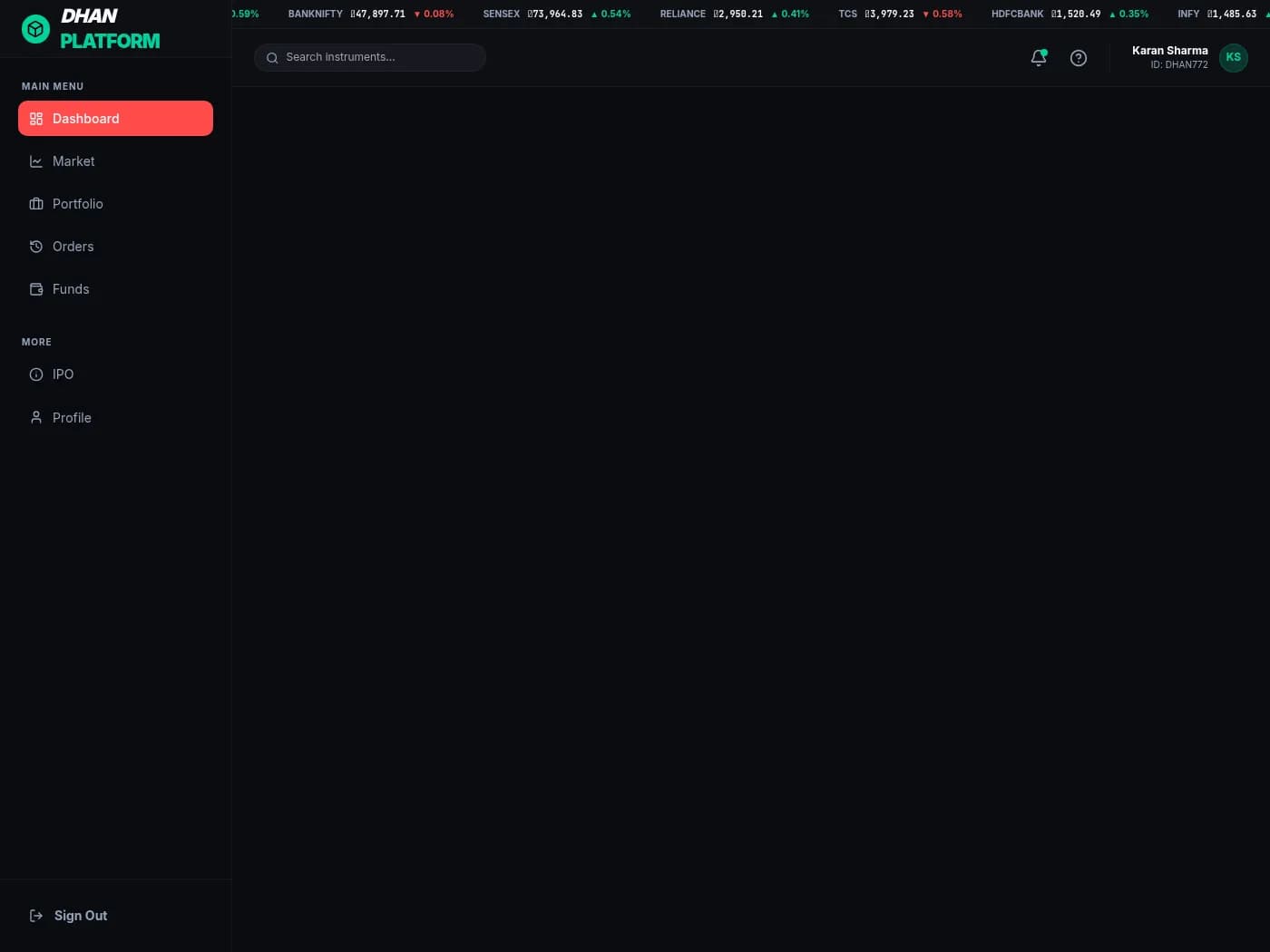 Mock Dhan Trading Platform