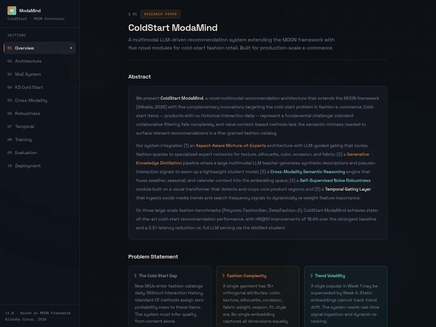 ColdStart ModaMind