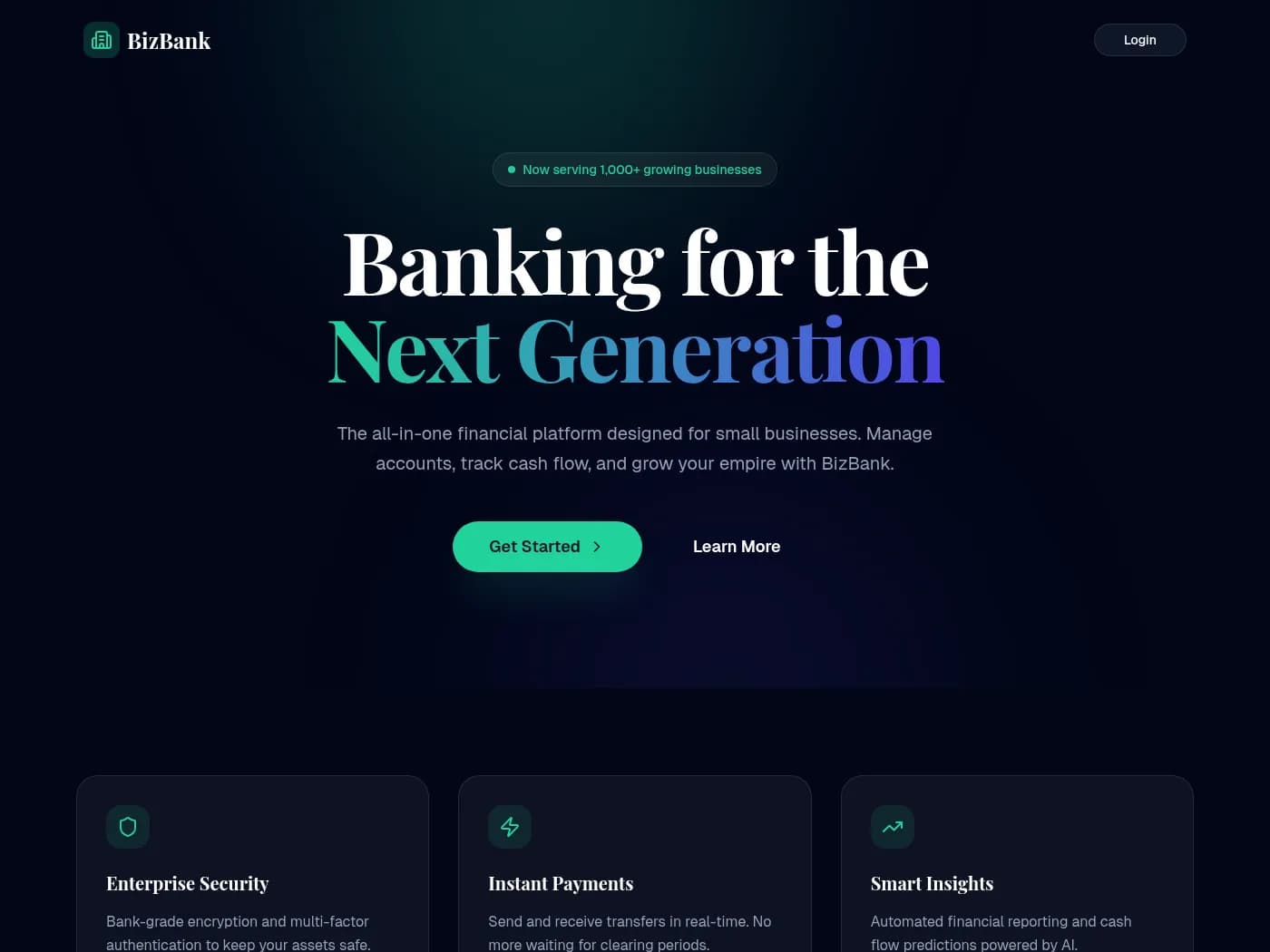 Modern BizBank Portal