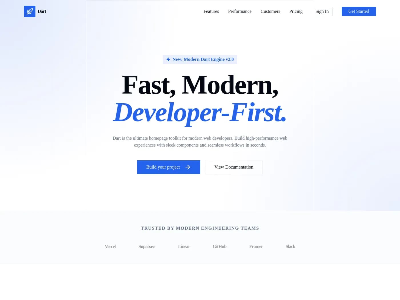 Modern Dart Homepage