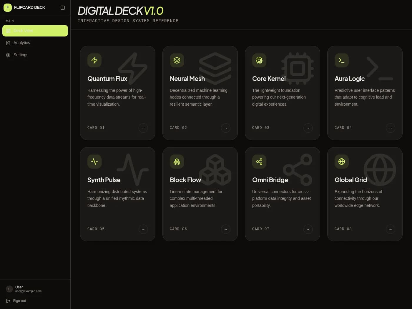 Modern Flipcard Deck