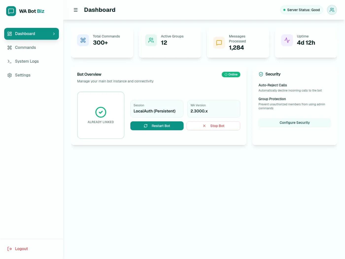 Modular WhatsApp Biz Bot