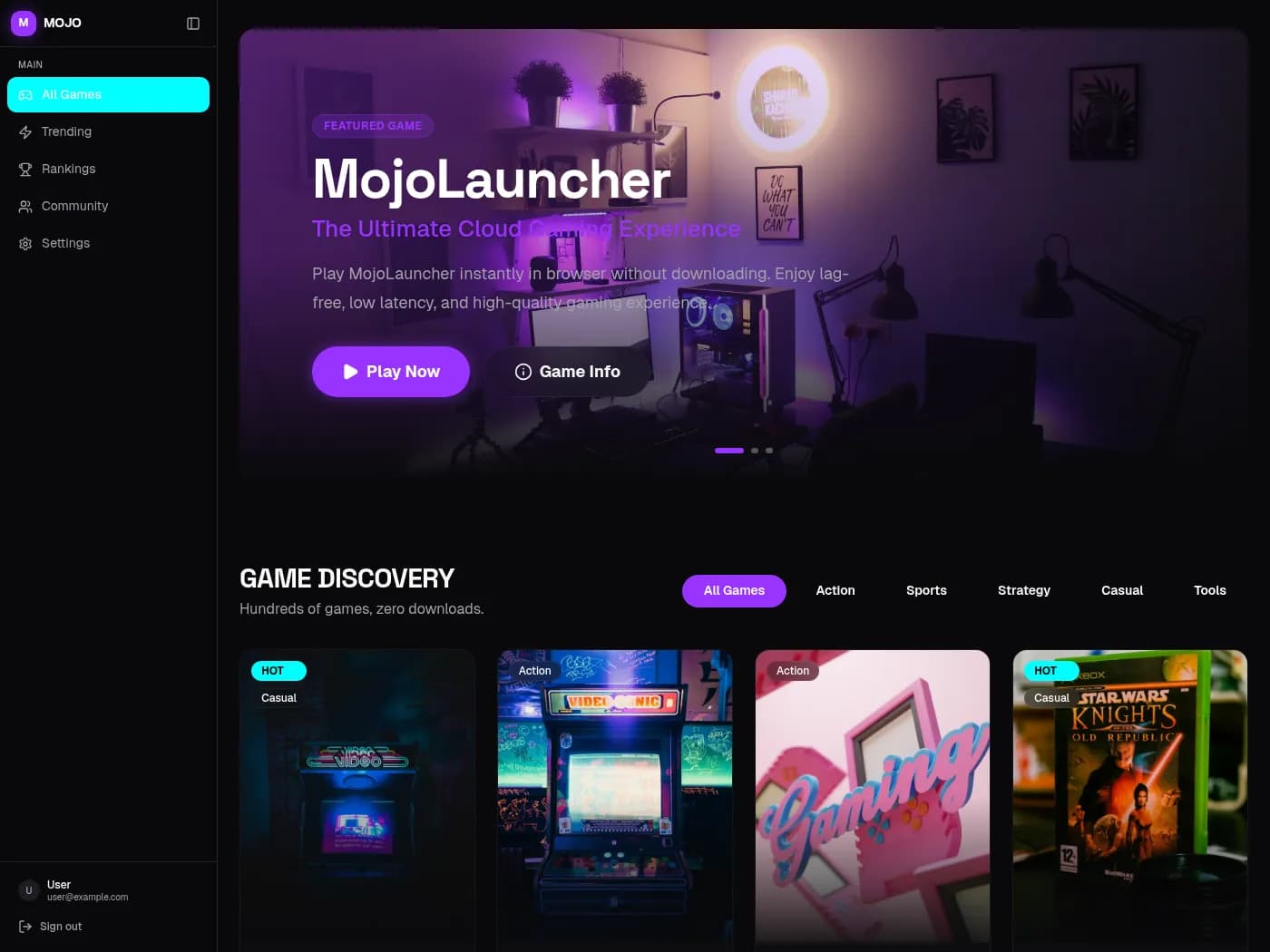 Mojo Web Game Portal