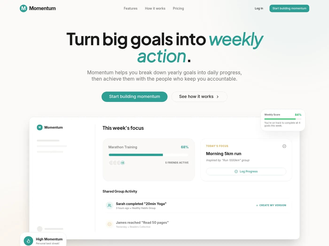 Momentum Landing Page