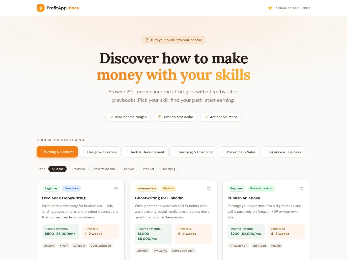 ProfitApp Ideas
