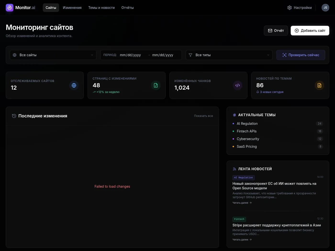 Monitor AI Dashboard