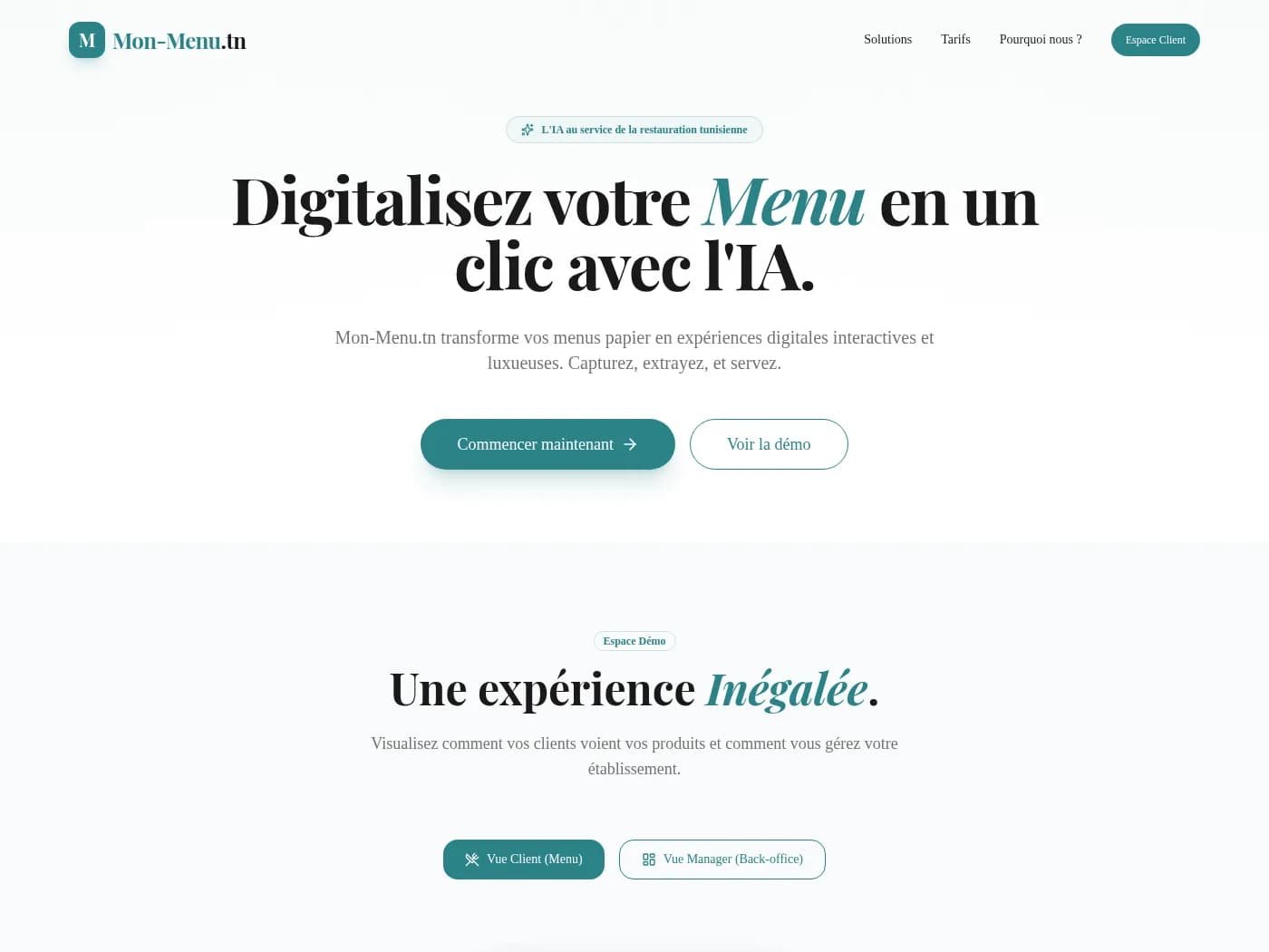 Mon-Menu.tn SaaS Landing