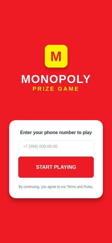 Monopoly Prize Game