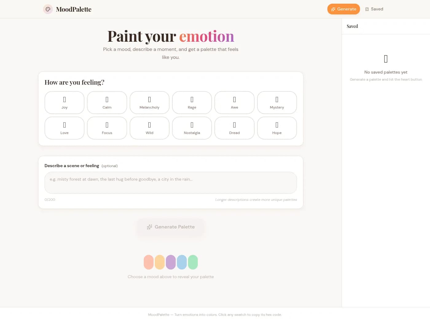MoodPalette App