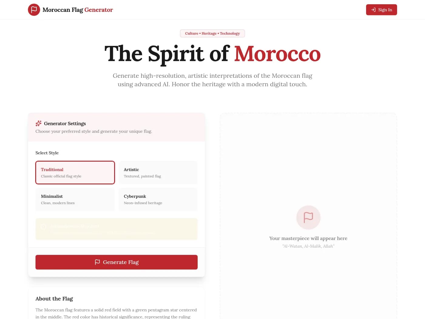 Moroccan Flag Generator