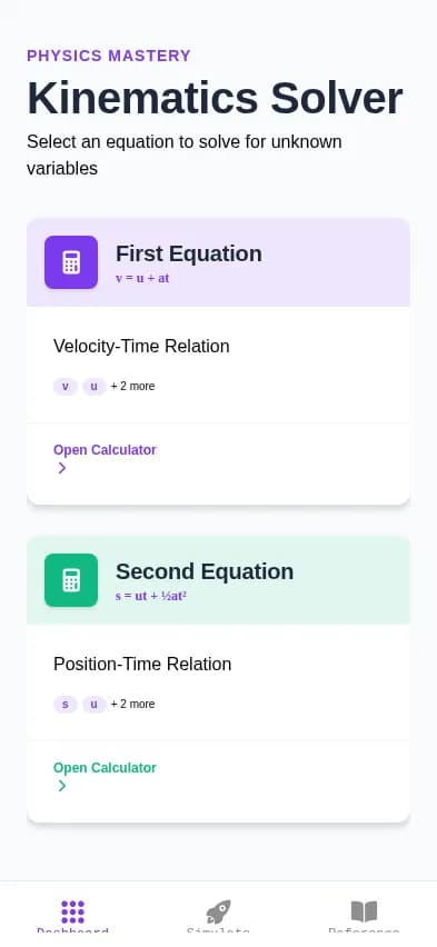 Kinematics Mastery App