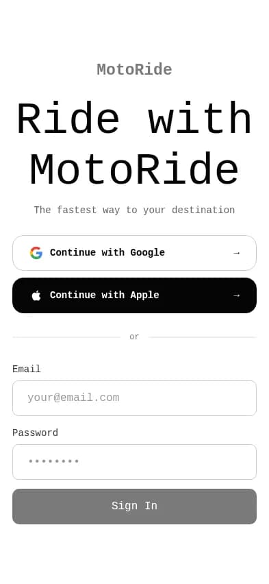 MotoRide Booking App