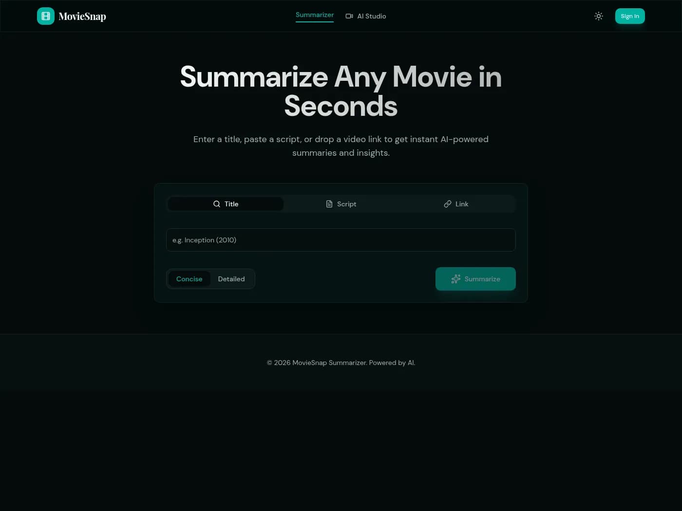 MovieSnap Summarizer