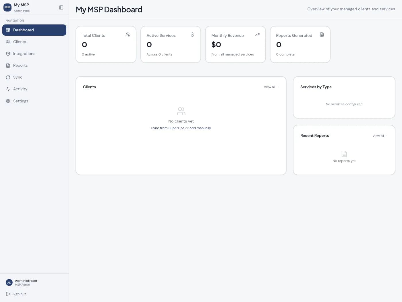 MSP Unified Admin Panel