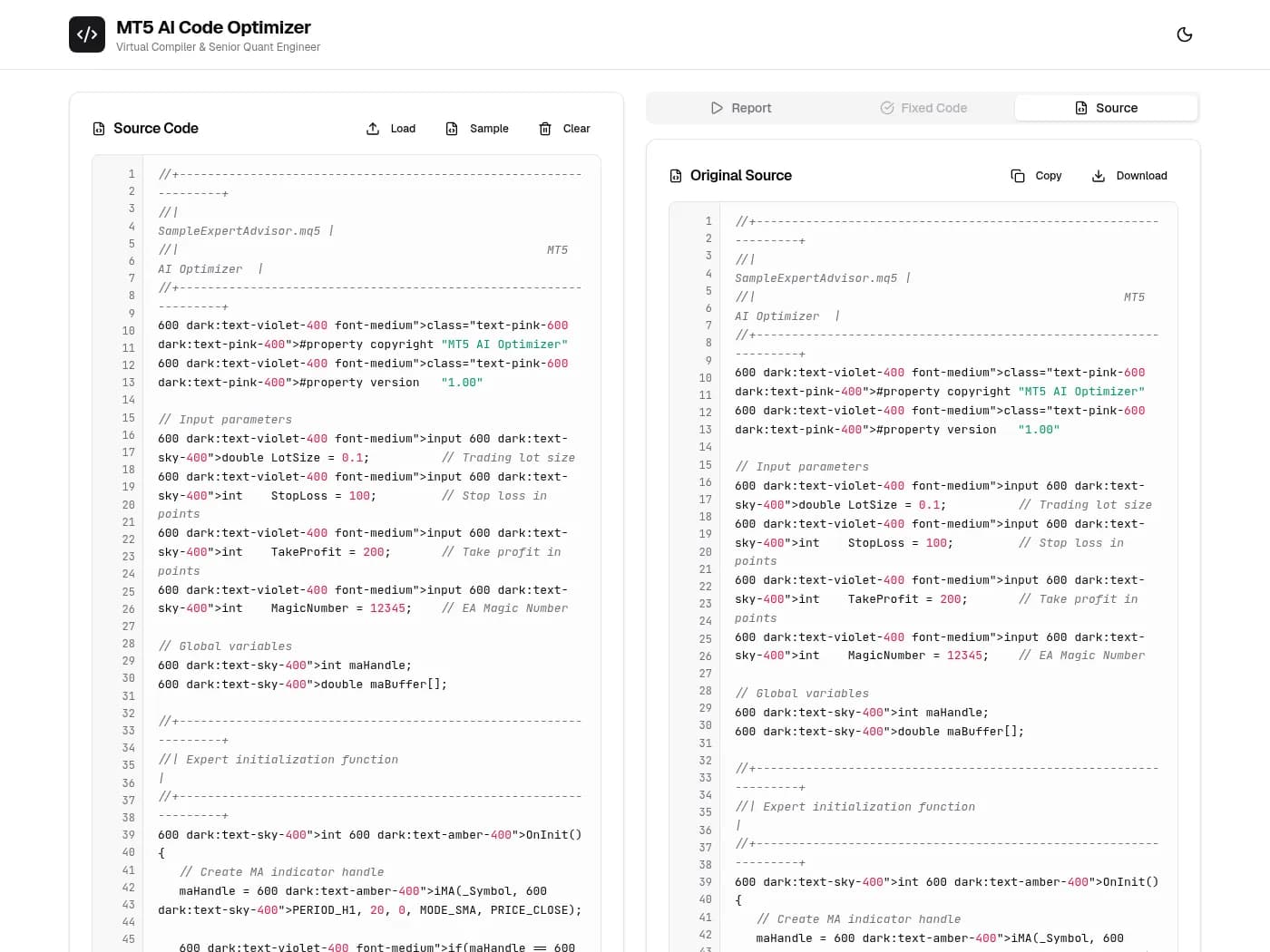MT5 AI Code Optimizer