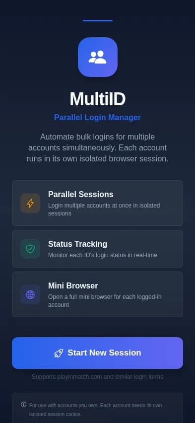 MultiID PlayinMatch Login