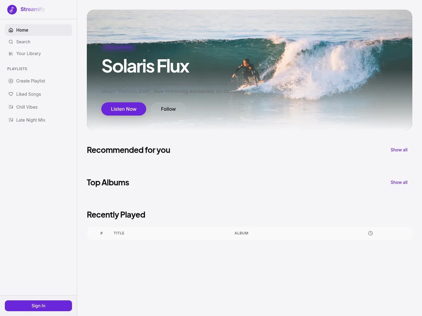 Streamify Music Hub