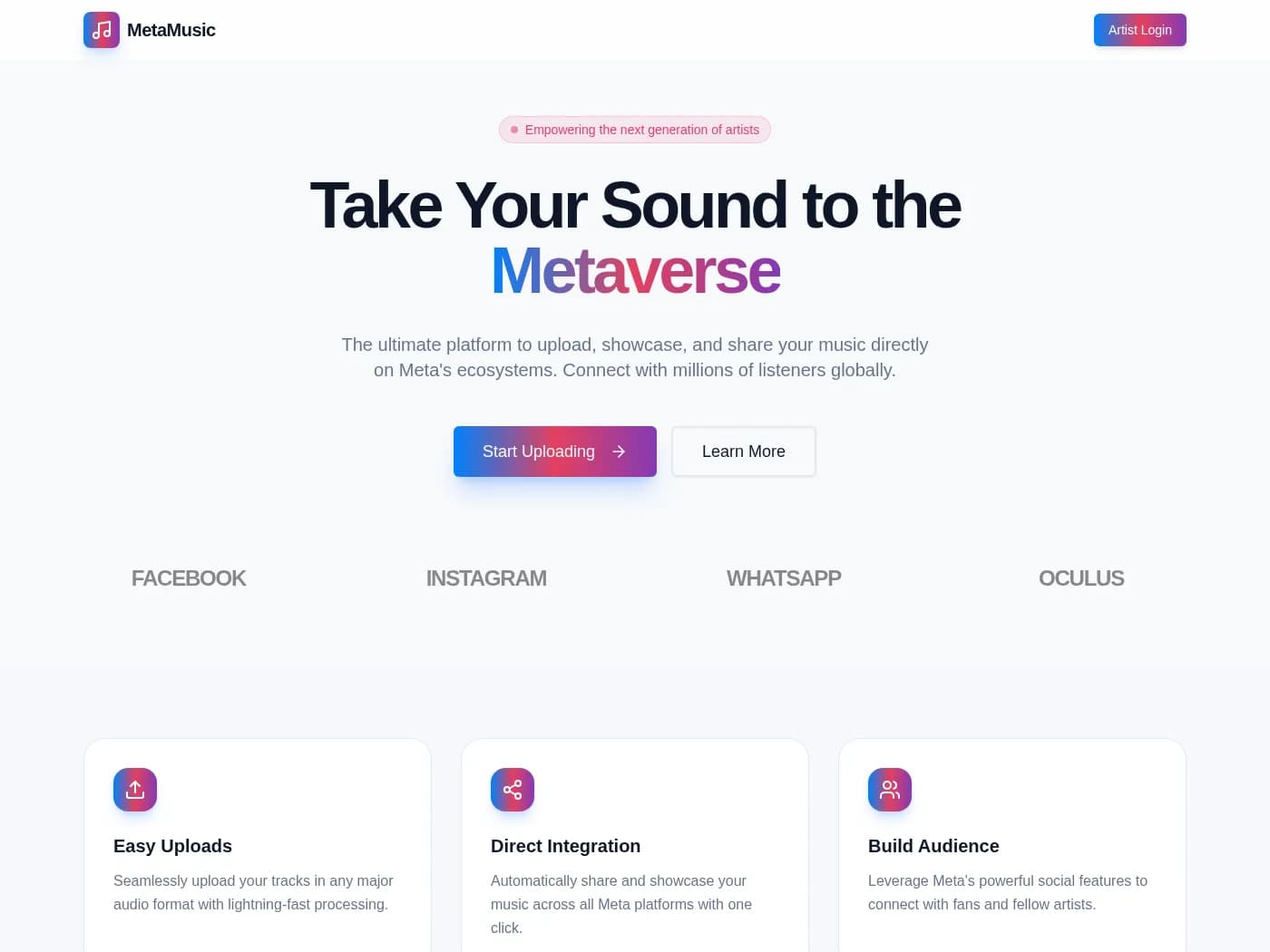 MetaMusic Upload Platform