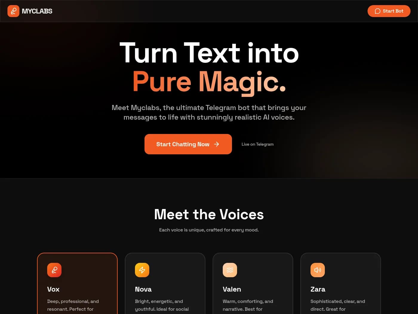 Myclabs Voice Bot Page
