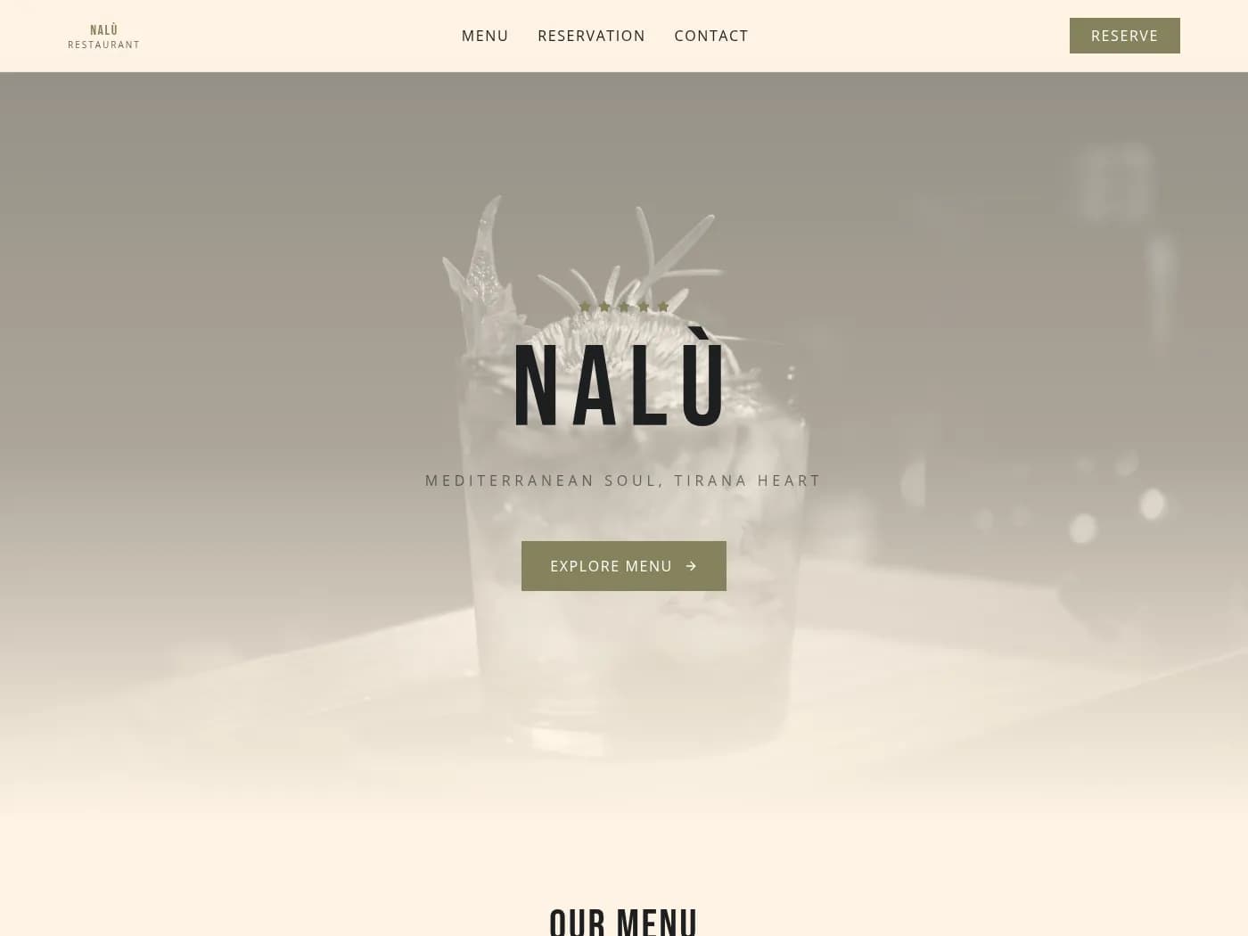Nalu Menu Website