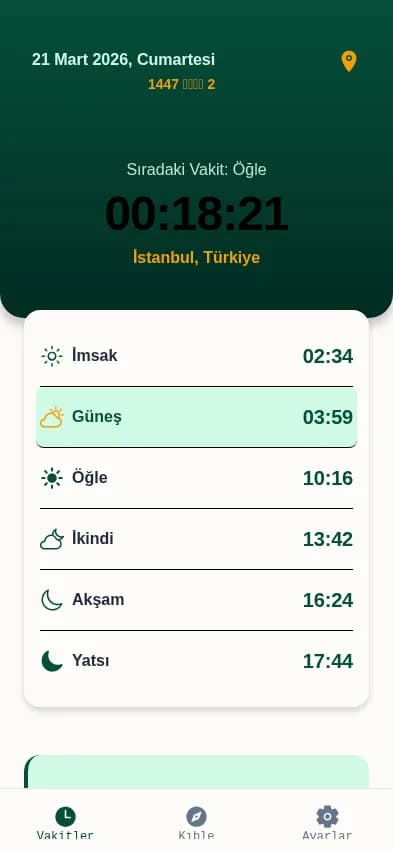 Namaz Vakti Uygulaması