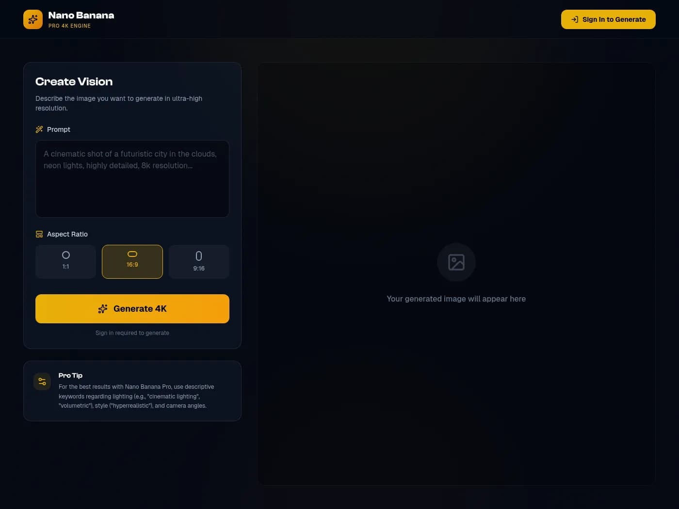 Nano Banana 4K AI Generator