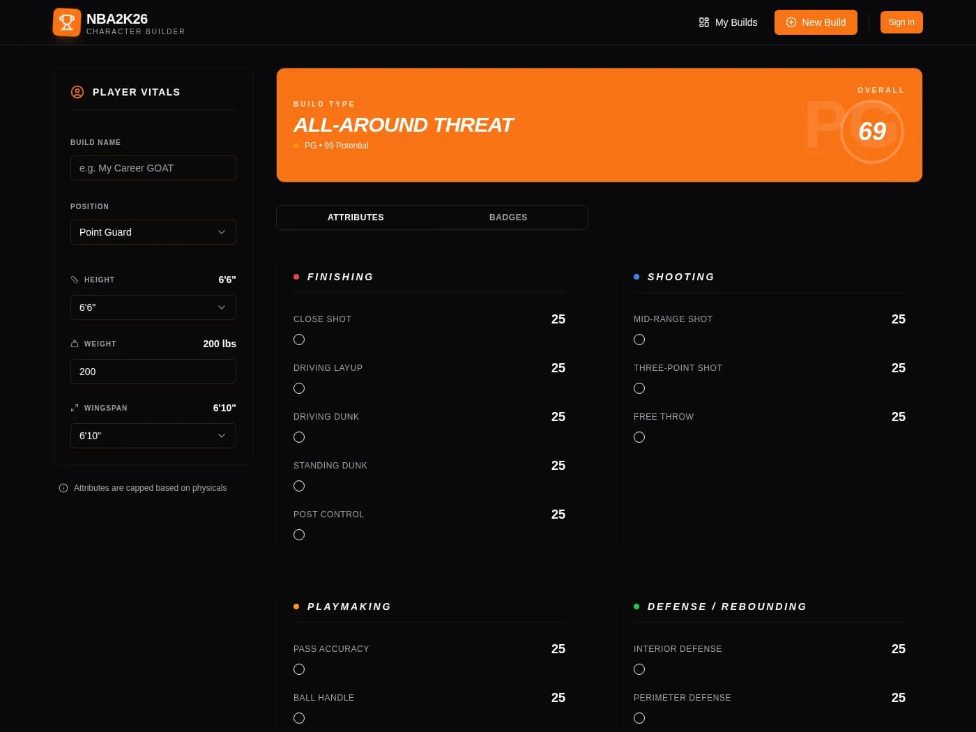 NBA2K26 Character Builder