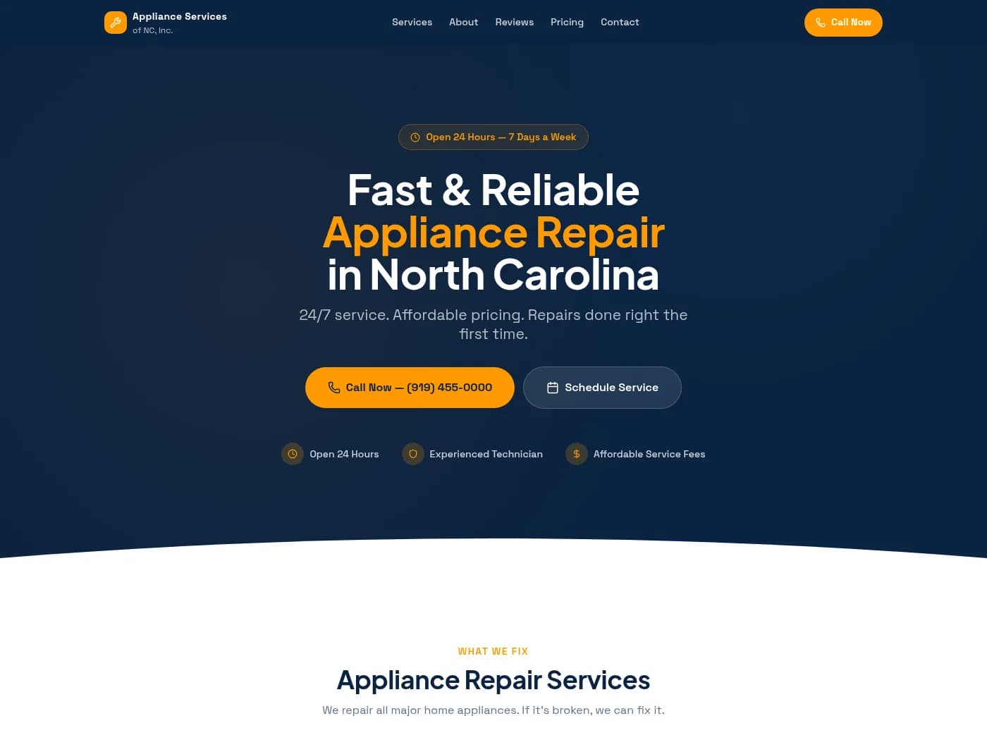 NC Appliance Repair Site