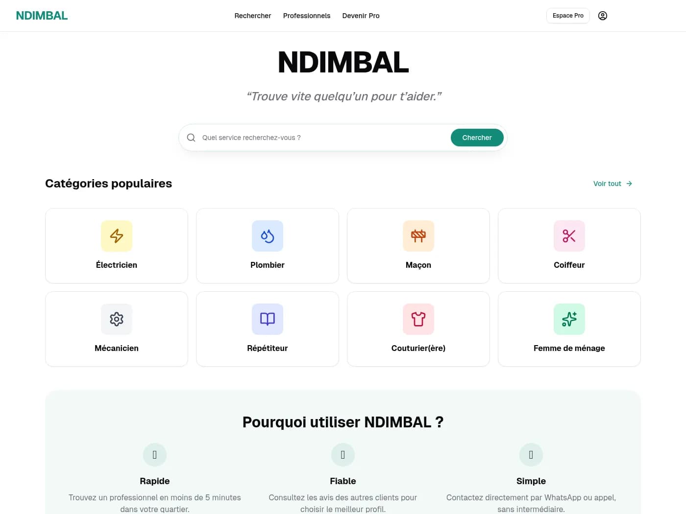 NDIMBAL Service Finder