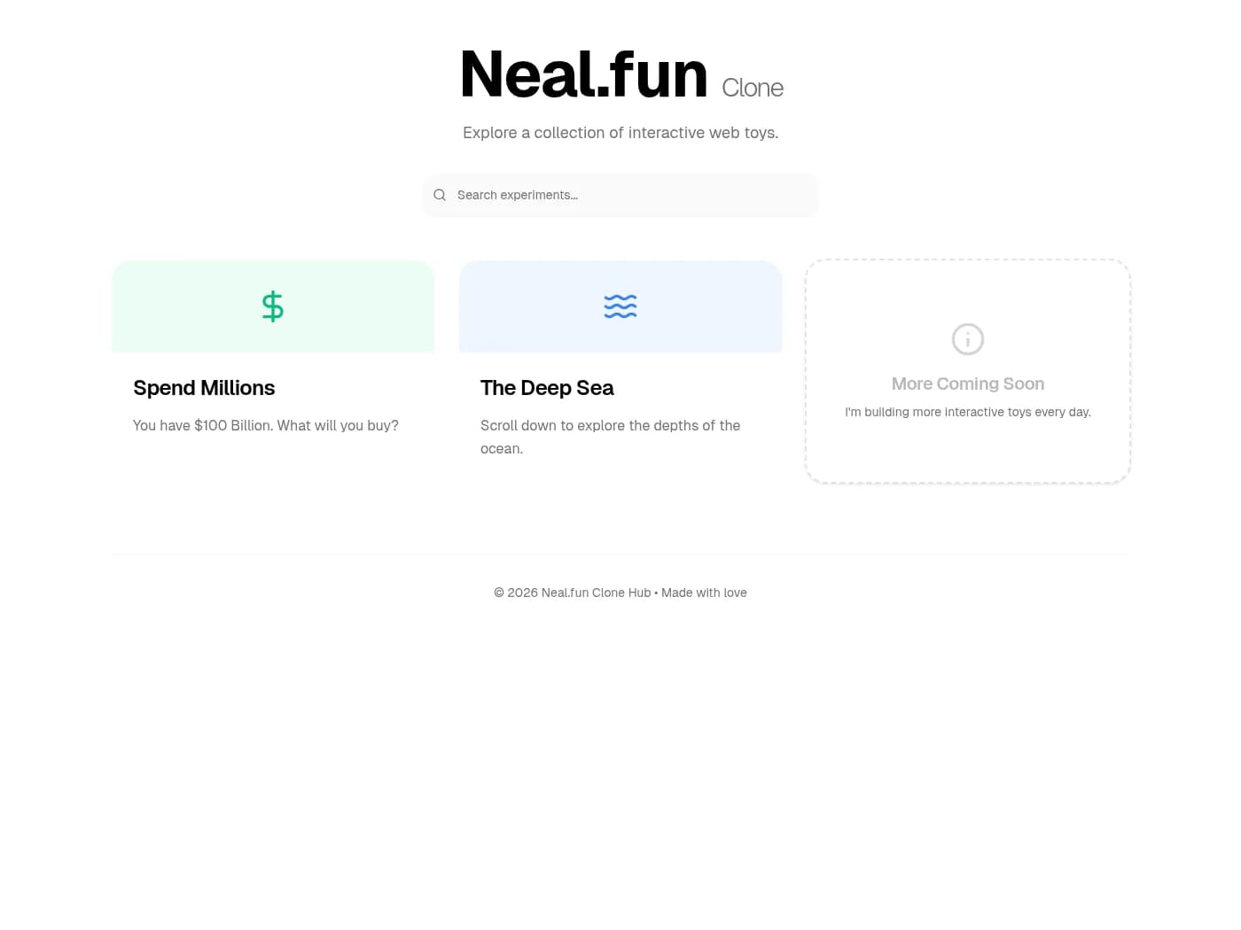 Neal.fun Clone Hub