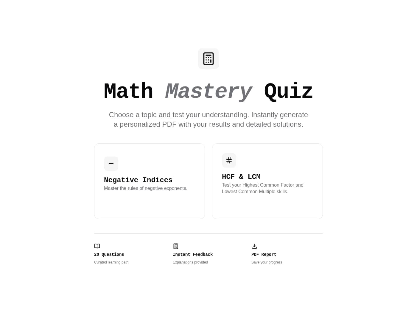Negative Indices Quizzer