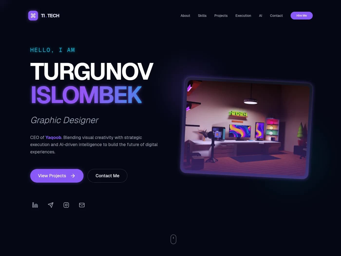 Midnight Neon Portfolio 3D