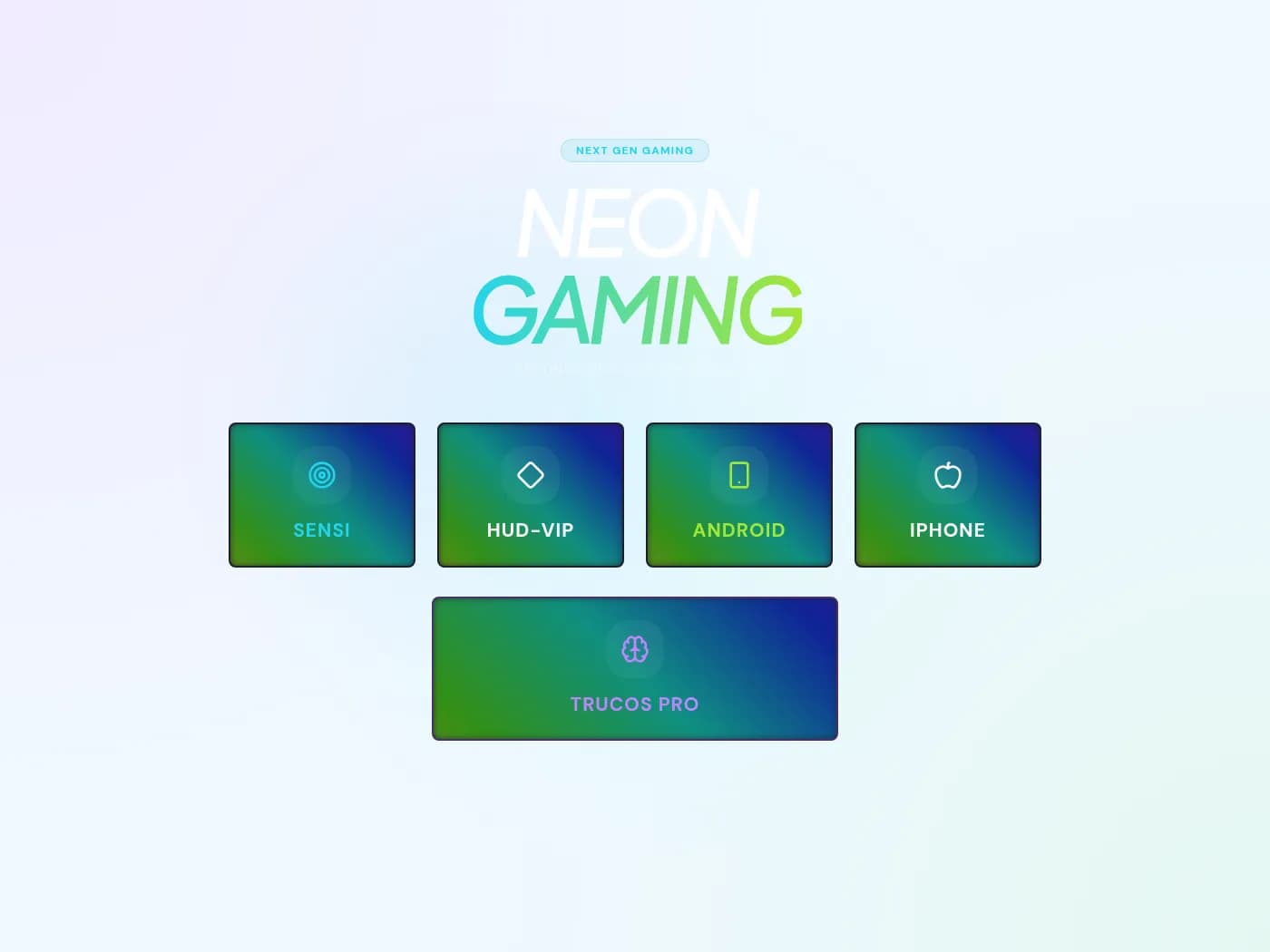 Neon Gaming Settings Hub