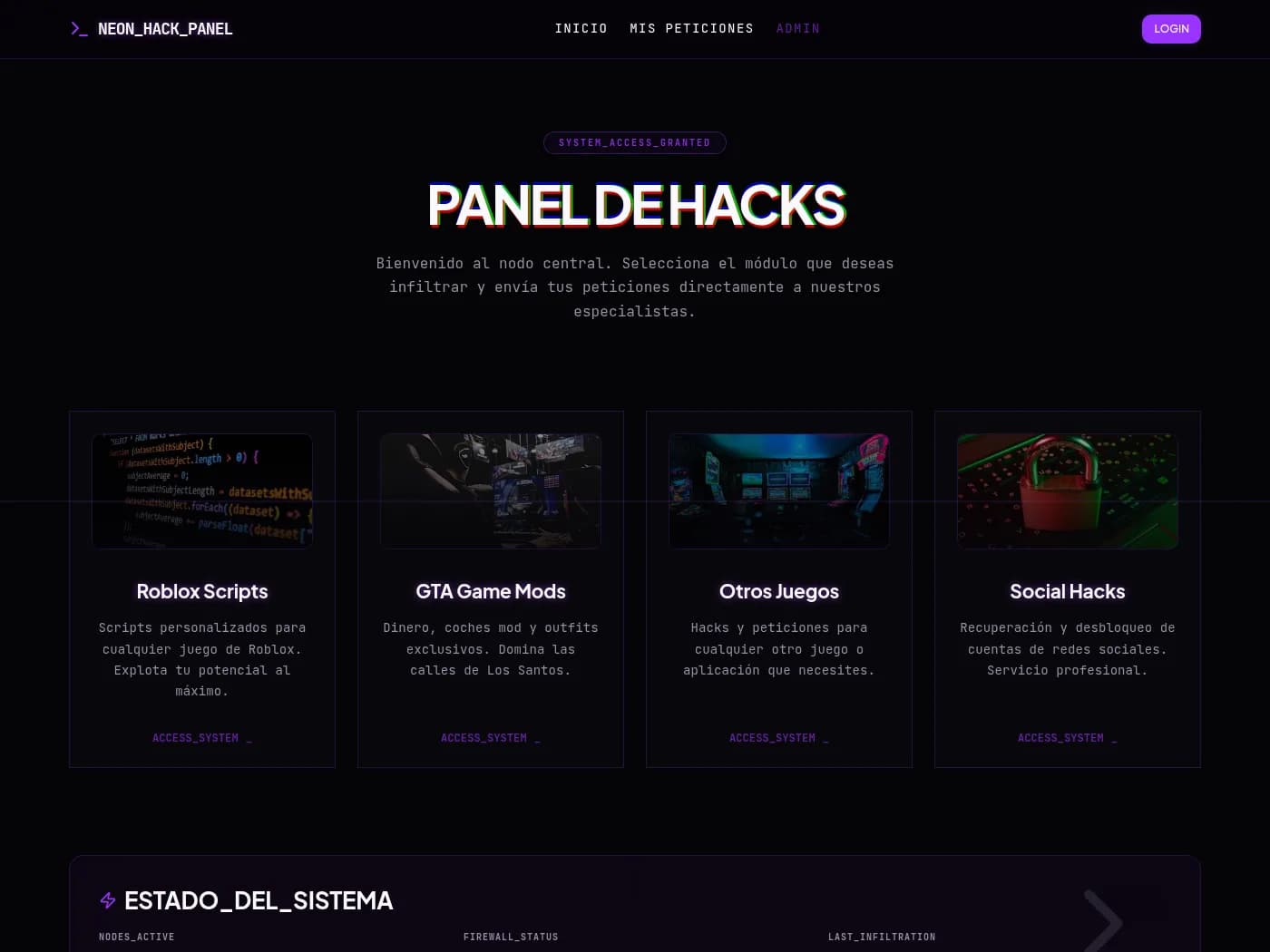 Neon Hack Panel