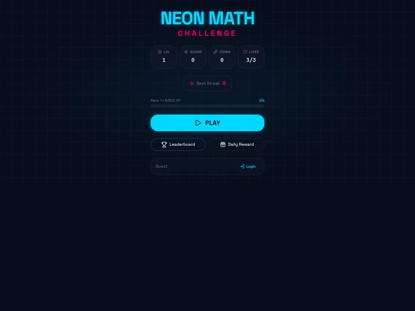 Neon Math Challenge