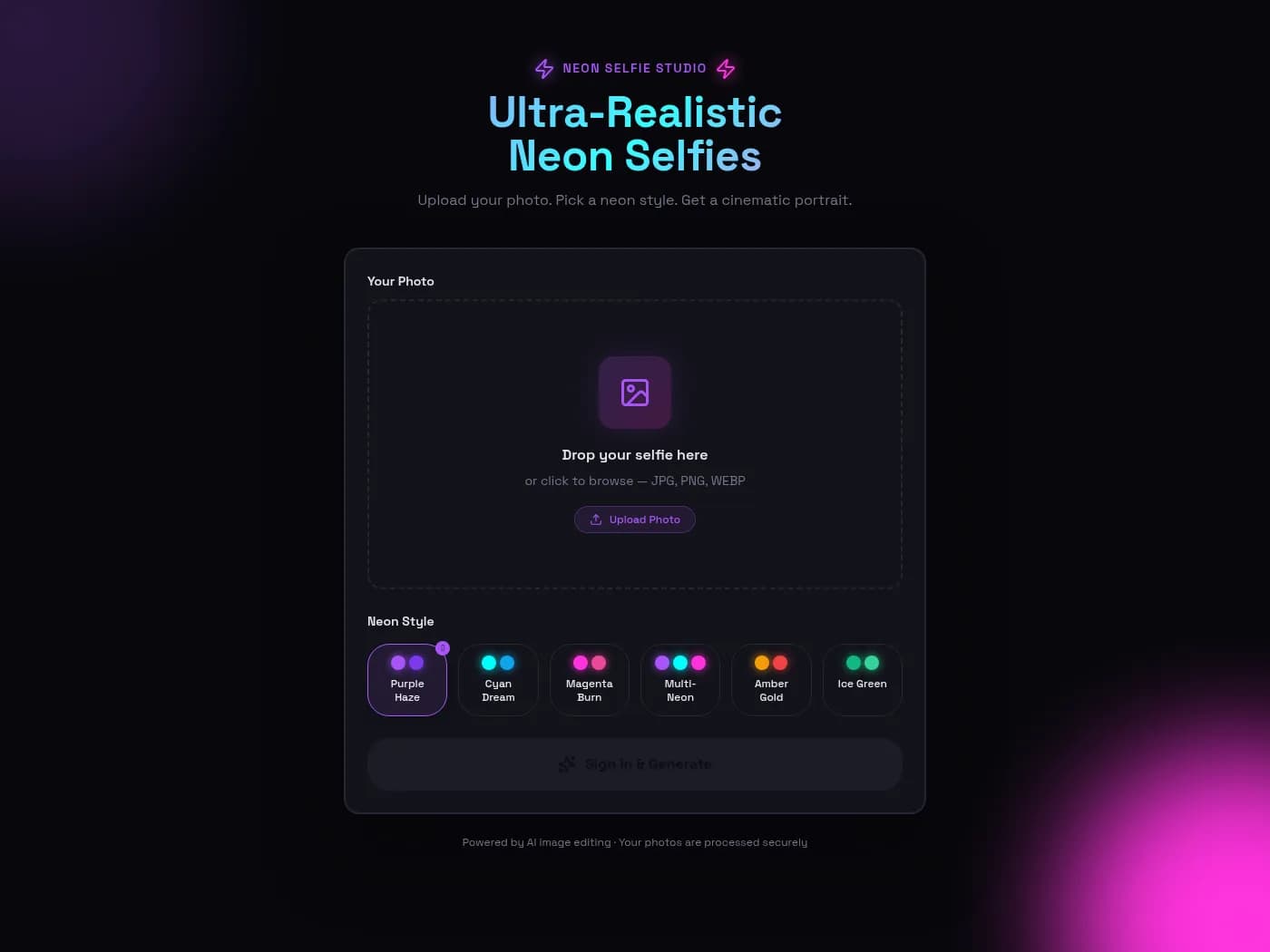 Neon Selfie Studio