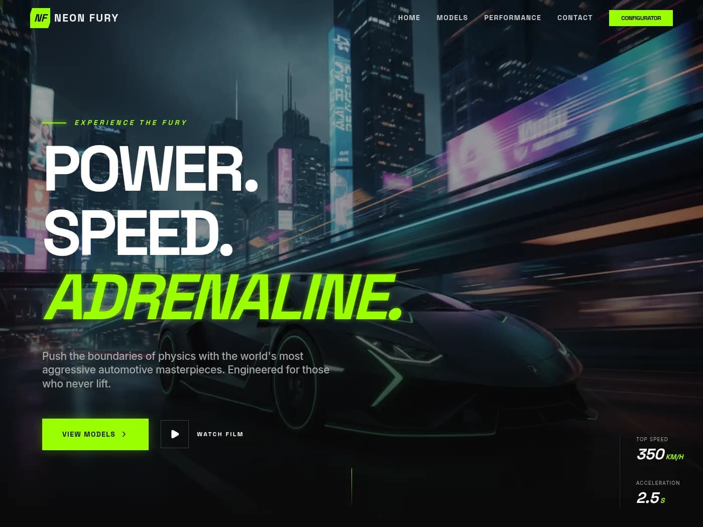 Neon Fury Supercars