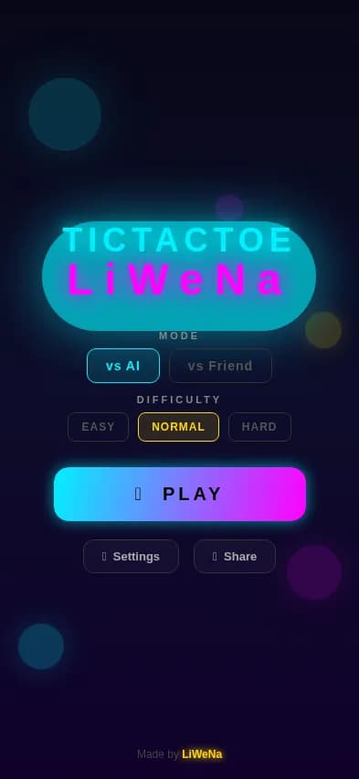 Neon Tic Tac Toe
