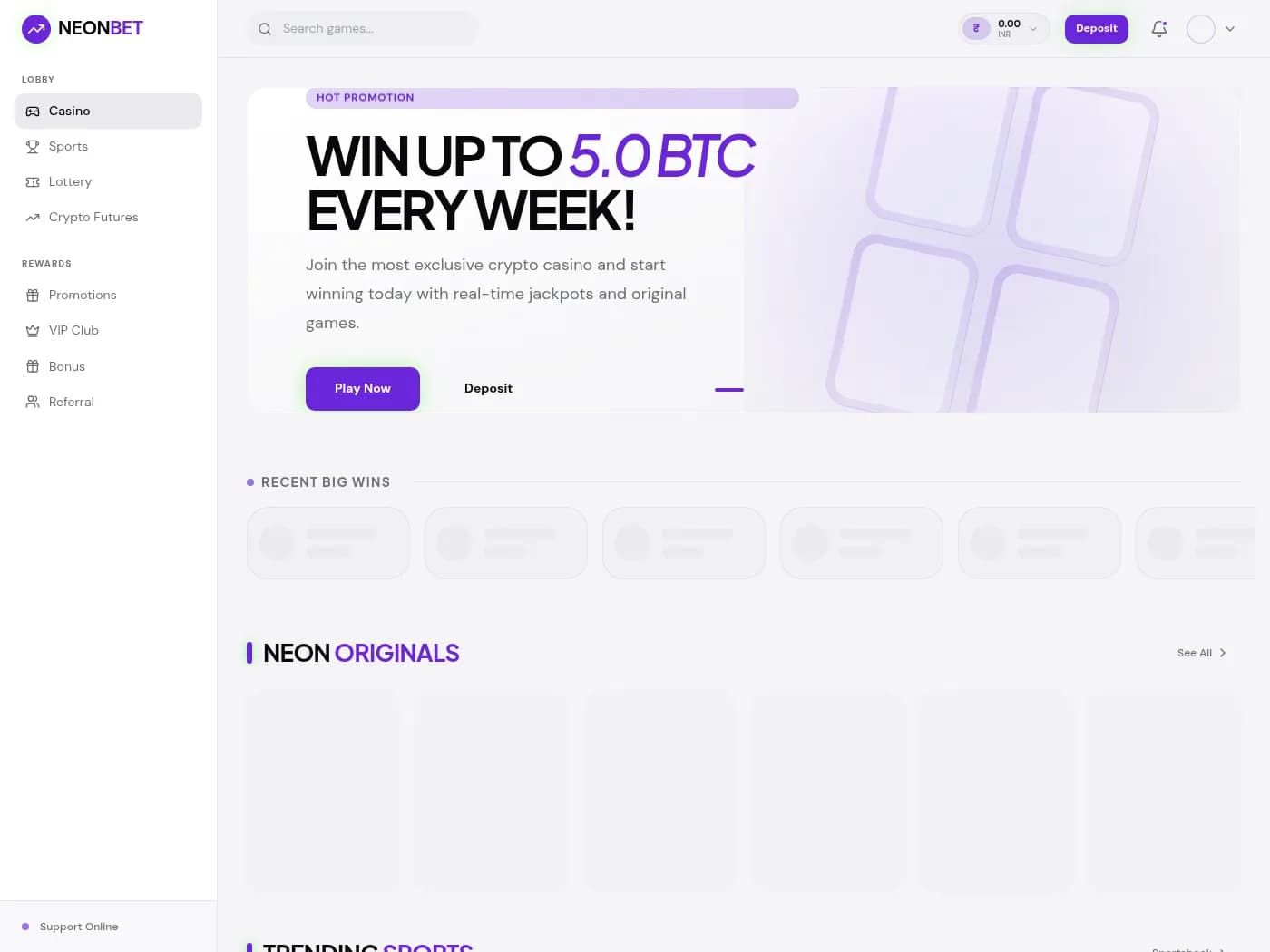NeonBet Casino UI