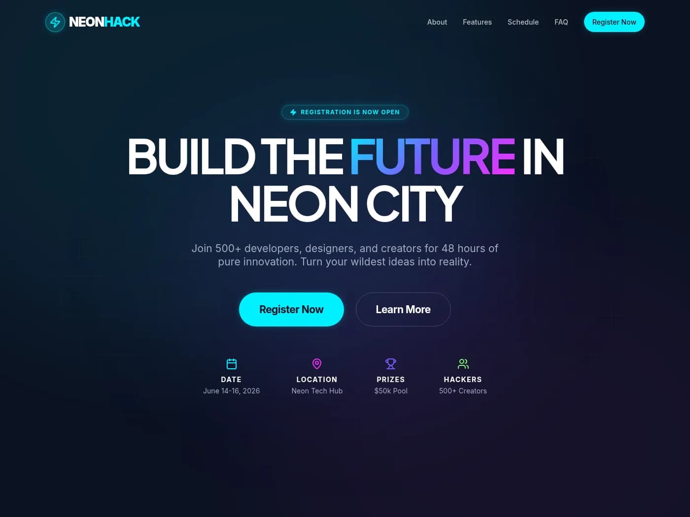 NeonHack Landing