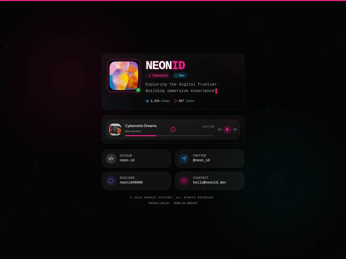 NeonID Profile Site