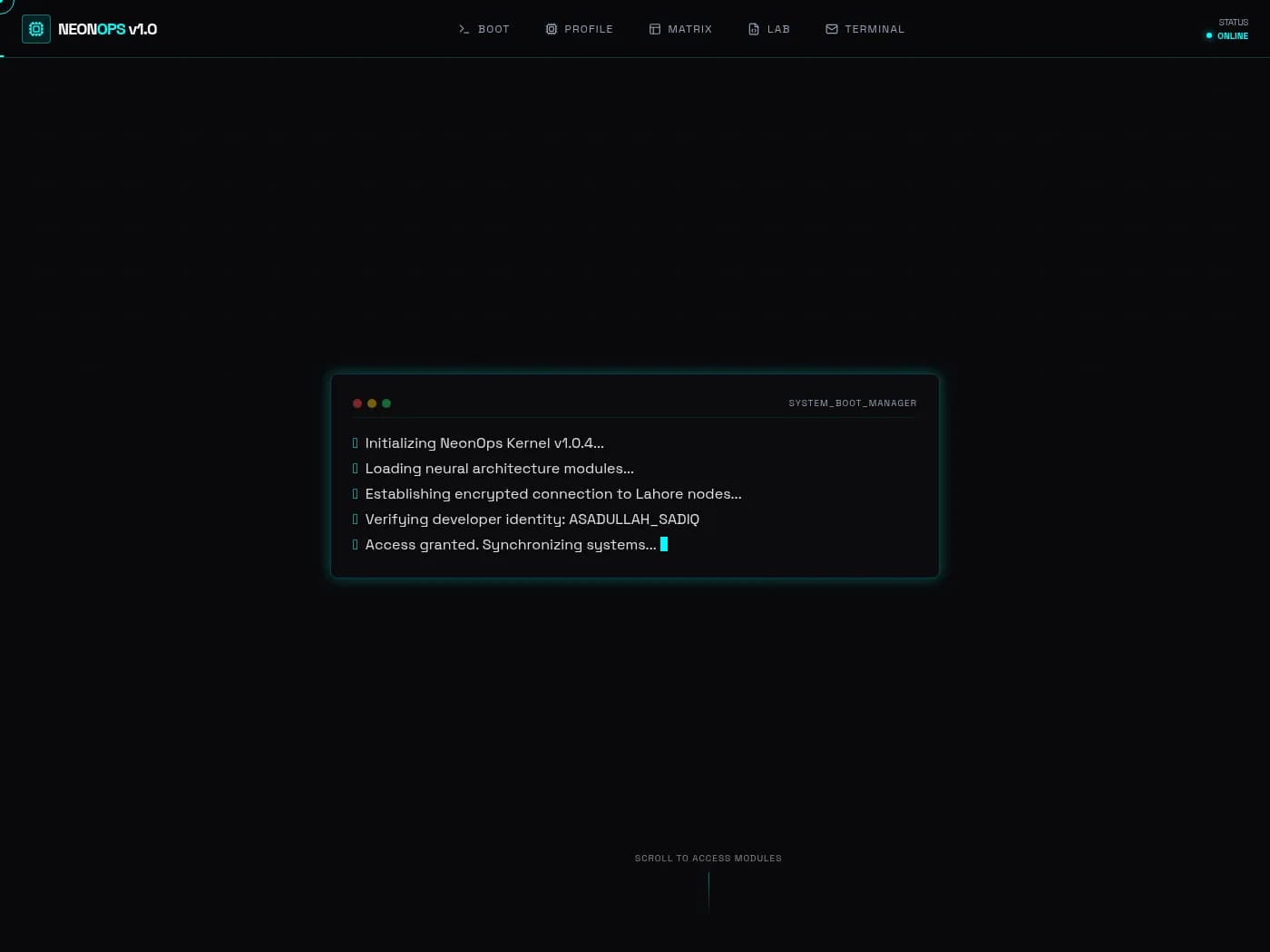 NeonOps Portfolio Interface