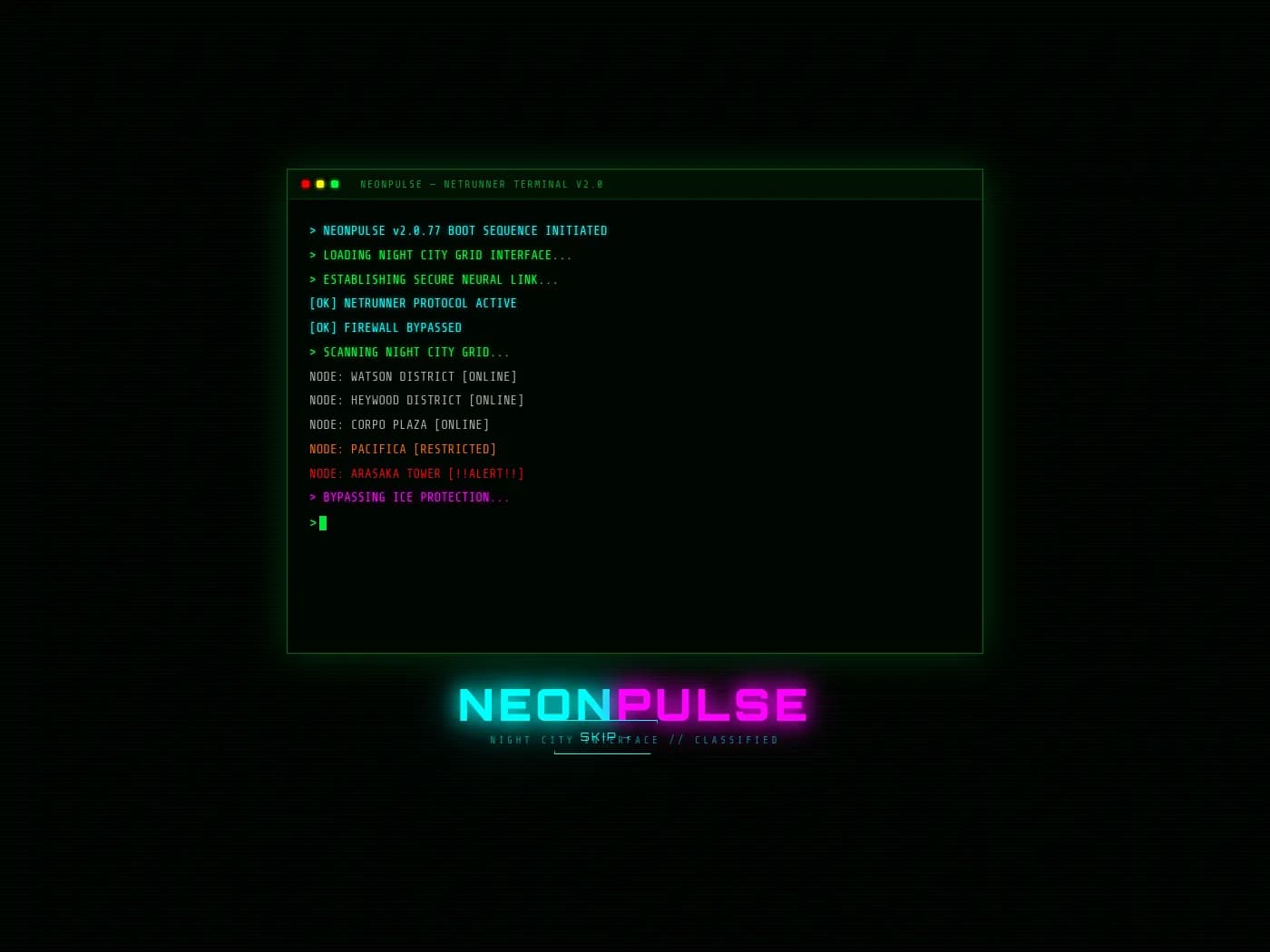 NeonPulse Cyberpunk Website