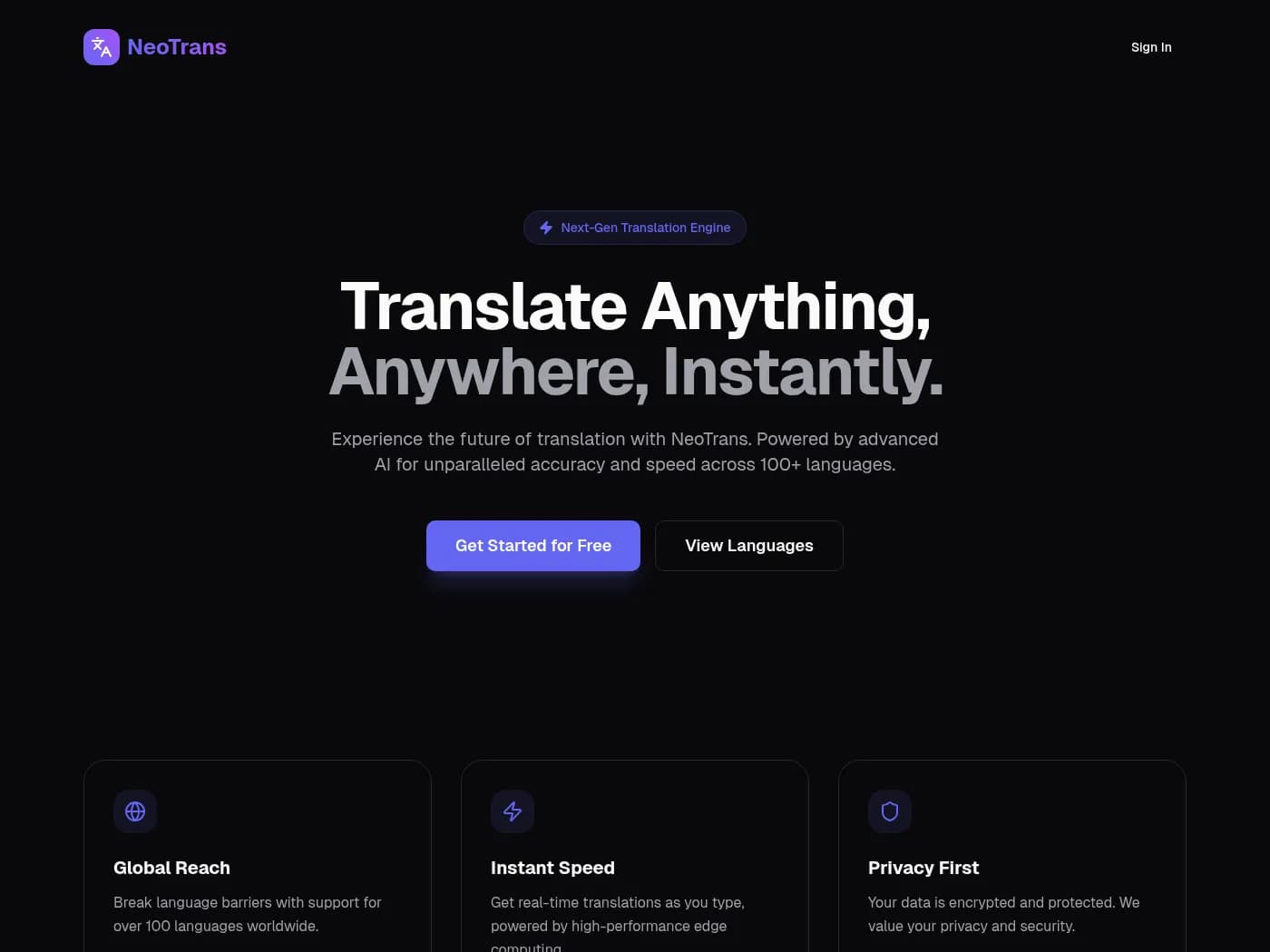 NeoTrans Translate App