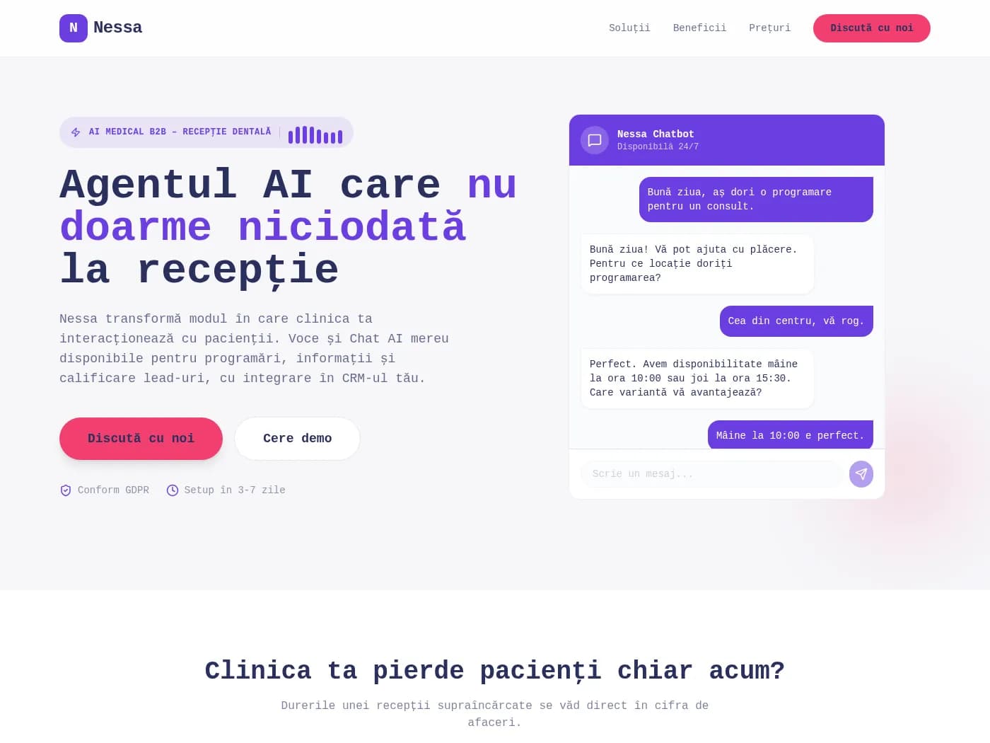 Nessa Dental AI Landing