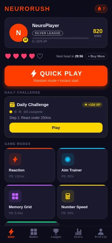 NeuroRush: Brain Skill Arena