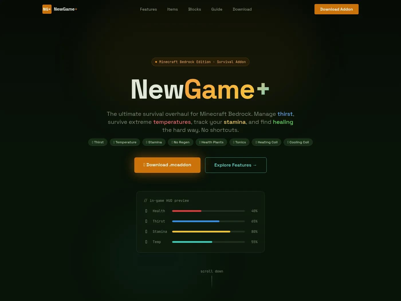 NewGame+ Bedrock Addon