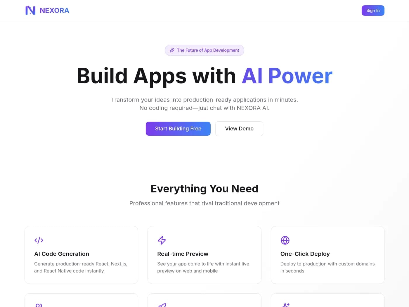 NEXORA AI App Builder